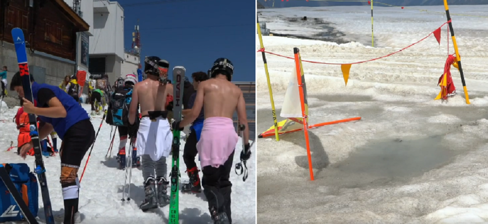 IL VIDEO. Caldo, caldissimo e a Cervinia si scia a petto nudo tra le ...