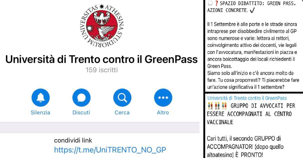 Nasce il gruppo: “Università di Trento contro il GreenPass” con logo ...