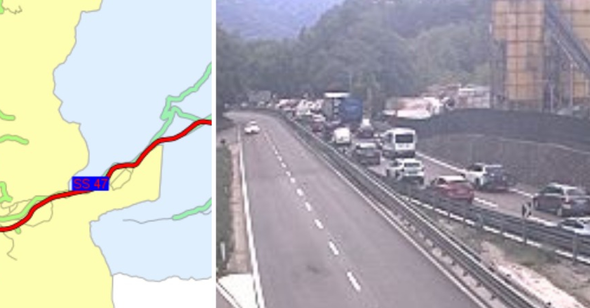 Traffico in tilt in entrambe le direzioni sulla Valsugana: un'auto in ...