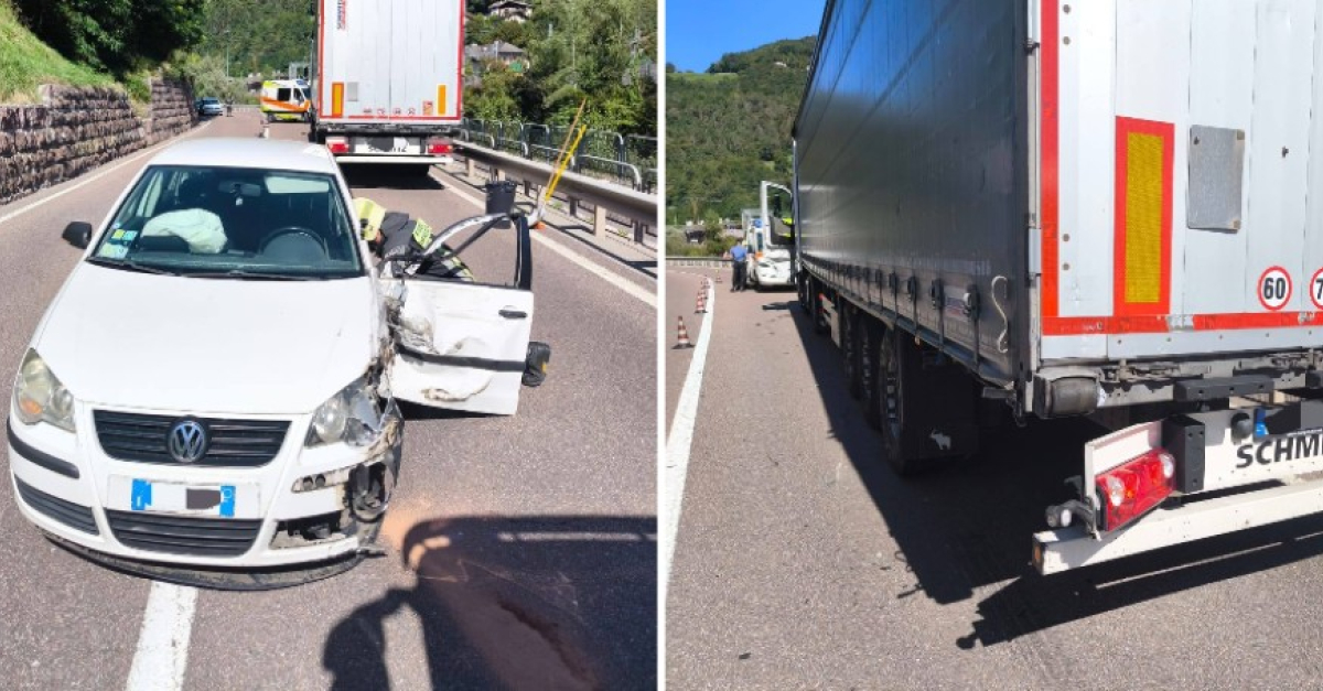 Violento scontro auto-camion sulla statale (FOTO), in azione i soccorsi ...