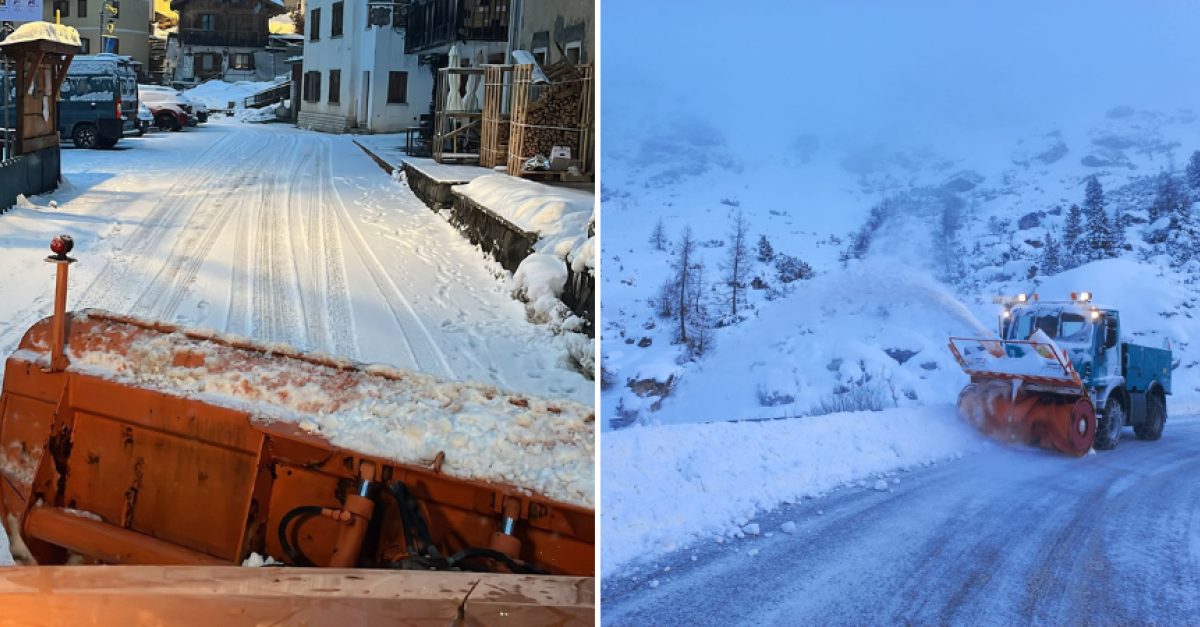 Neve anche sul fondovalle e mezzi in azione per pulire le strade ...