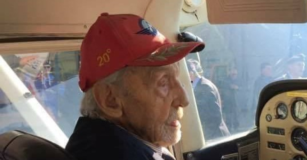 Il comandante Francesco Volpi in volo per festeggiare i suoi 104 anni ...
