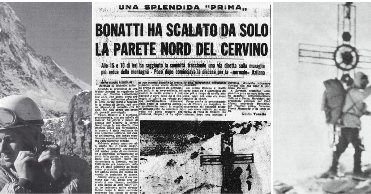 55 anni fa Walter Bonatti conquistava in solitaria la nord del Cervino ...