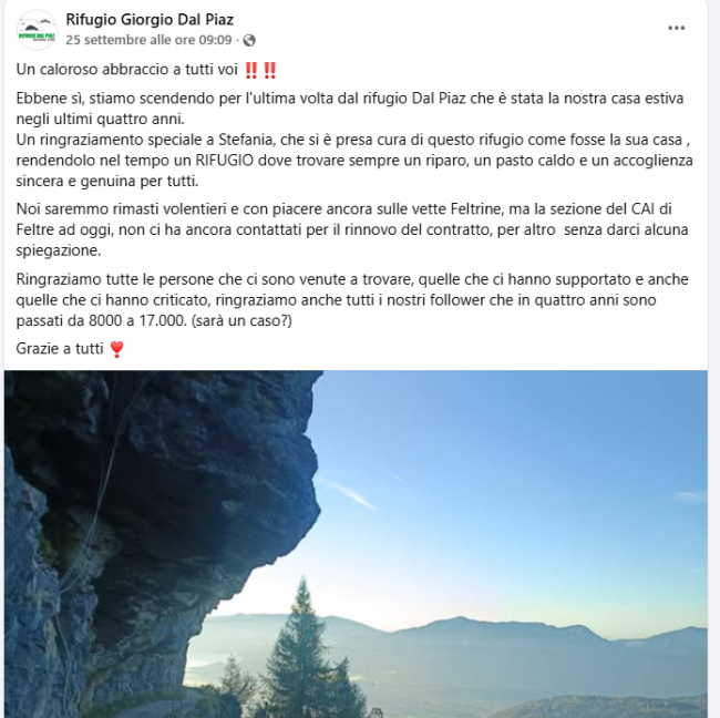 "Ce ne andiamo senza spiegazioni", Giorgio Da Rin dice addio al Rifugio ...